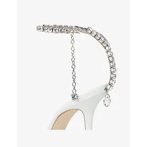 JIMMY CHOO Saeda 100 Crystal-embellished Heeled Courts - White/crystal