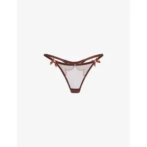 Agent Provocateur Lorna Panelled Lace And Mesh Thong Xxl