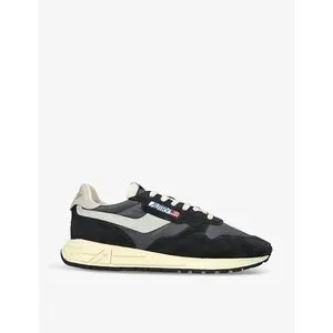 AUTRY Reelwind Brand-embroidered Leather And Nylon Low-top Trainers - Black