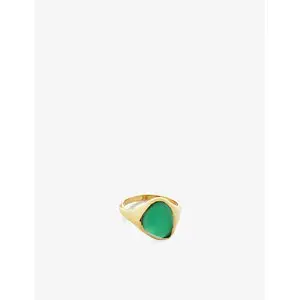 Monica Vinader Rio Green Onyx Signet Ring - Gold