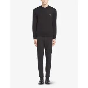 Prada Superfine Crewneck Wool Sweatshirt - Black