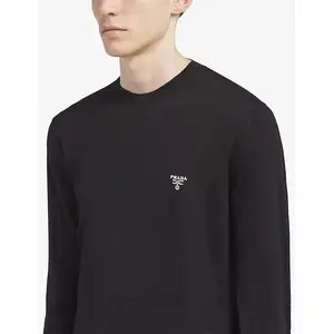 Prada Superfine Crewneck Wool Sweatshirt - Black