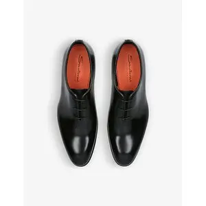 Santoni Carter Wholecut Leather Oxford Shoes - Black