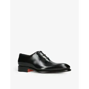 Santoni Carter Wholecut Leather Oxford Shoes - Black