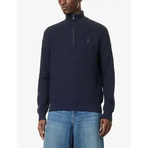 Polo Ralph Lauren Logo-embroidered Half-zip Cotton-knit Sweatshirt - Navy
