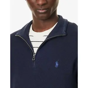 Polo Ralph Lauren Logo-embroidered Half-zip Cotton-knit Sweatshirt - Navy