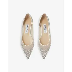 JIMMY CHOO Love Crystal-embellished Mesh Flats