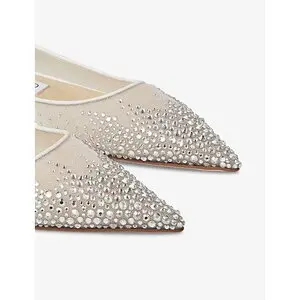 JIMMY CHOO Love Crystal-embellished Mesh Flats