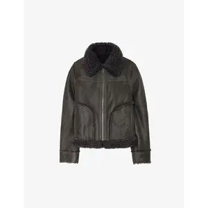 Zadig&Voltaire Kady Shearling And Leather Jacket - Anthracite