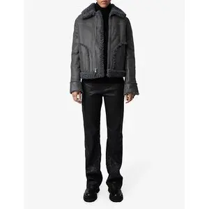 Zadig&Voltaire Kady Shearling And Leather Jacket - Anthracite