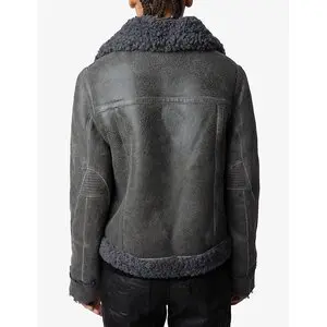 Zadig&Voltaire Kady Shearling And Leather Jacket - Anthracite