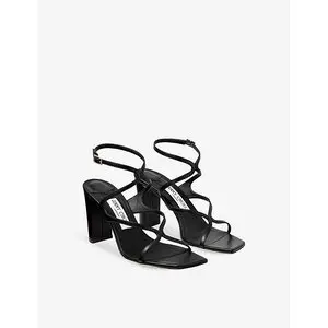 JIMMY CHOO Azie 85 Leather Heeled Sandals - Black