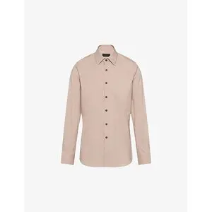 Prada Pearl-embellished Slim-fit Cotton-blend Shirt 17.5 Powder
