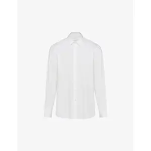 Prada Pearl-embellished Slim-fit Cotton-blend Shirt 17.5 White