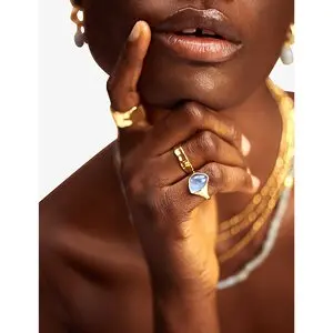 Monica Vinader Rio Aquamarine Signet Ring - Gold