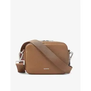 Sandro Leather Cross-body Bag With Logo Bruns