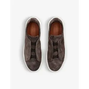 Zegna Triple Stitch Suede Low-top Trainers - Dark Brown