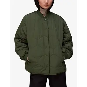 Whistles Ida Diamond-quilted Coat - Khaki/olive