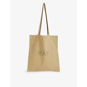 HAY Logo-print Cotton Tote Bag - Olive