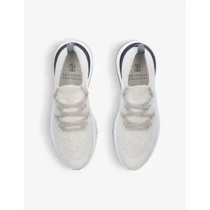 Brunello Cucinelli Brand-embossed Knitted Low-top Trainers - White