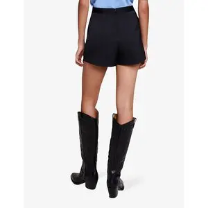 Maje Lupli Straight-fit Pleated Stretch-woven Shorts