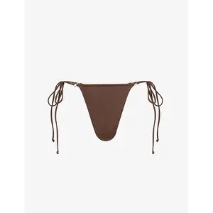 AWAY THAT DAY Polyamide-blend Bikini Bottoms - Espresso