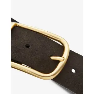 REISS Iyla Half-keeper Suede Belt - Chocolate