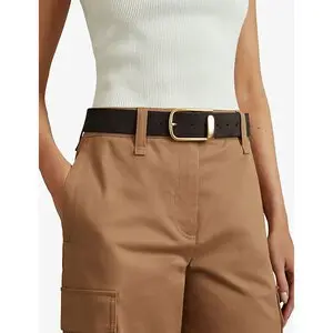 REISS Iyla Half-keeper Suede Belt - Chocolate