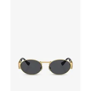 Versace Ve2264 Oval-frame Metal Sunglasses - Gold
