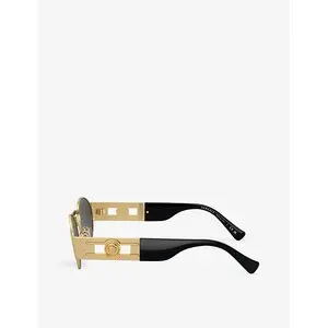 Versace Ve2264 Oval-frame Metal Sunglasses - Gold