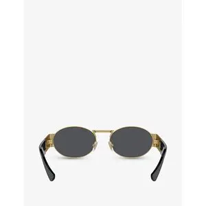Versace Ve2264 Oval-frame Metal Sunglasses - Gold
