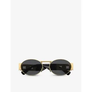 Versace Ve2264 Oval-frame Metal Sunglasses - Gold