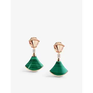 BVLGARI Divas' Dream 18ct Rose-gold, Diamond And Malachite Drop Earrings - Rose Gold