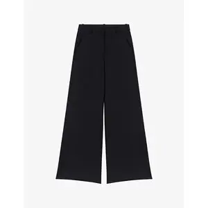 Maje High-rise Flared-leg Trousers - Noir / Gris
