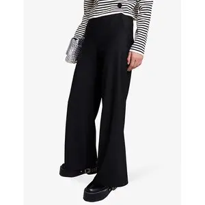 Maje High-rise Flared-leg Trousers - Noir / Gris