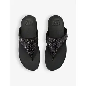Fitflop Lulu Glitter Rhinestone-embellished Woven Sandals - Black