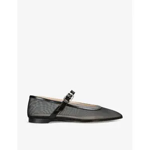 Le Monde Beryl Round-toe Trimmed Mesh And Patent-leather Mary Jane Courts