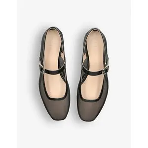 Le Monde Beryl Round-toe Trimmed Mesh And Patent-leather Mary Jane Courts