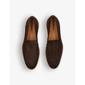 Magnanni Tonal-stitching Suede Loafers - Dark Brown