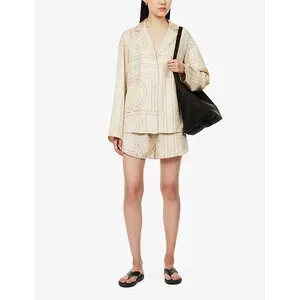 TOTEME Brand-embroidered Oversized Silk-twill Shirt - Ivory Monogram