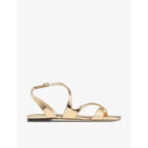 JIMMY CHOO Ayla Liquid-leather Sandals - Gold