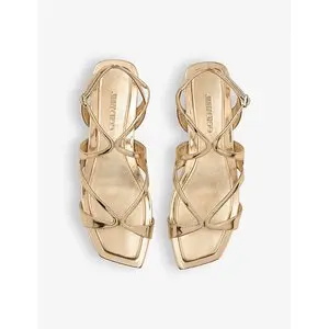 JIMMY CHOO Ayla Liquid-leather Sandals - Gold