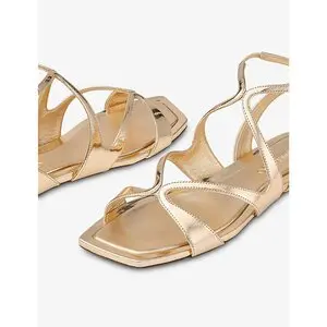 JIMMY CHOO Ayla Liquid-leather Sandals - Gold