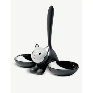 ALESSI Tigrito Stainless-steel Cat Bowl 28cm - Black