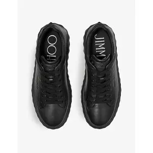 JIMMY CHOO Diamond Maxi Logo-embossed Leather Low-top Trainers - V Black/black