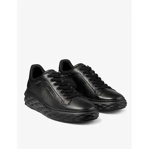 JIMMY CHOO Diamond Maxi Logo-embossed Leather Low-top Trainers - V Black/black
