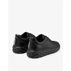 JIMMY CHOO Diamond Maxi Logo-embossed Leather Low-top Trainers - V Black/black