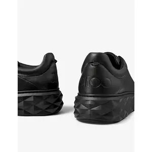 JIMMY CHOO Diamond Maxi Logo-embossed Leather Low-top Trainers - V Black/black