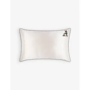 Slip Queen Letter-embroidered Silk Pillowcase 51cm 76cm - A