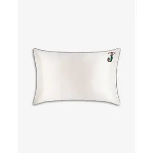 Slip Queen Letter-embroidered Silk Pillowcase 51cm X 76cm J